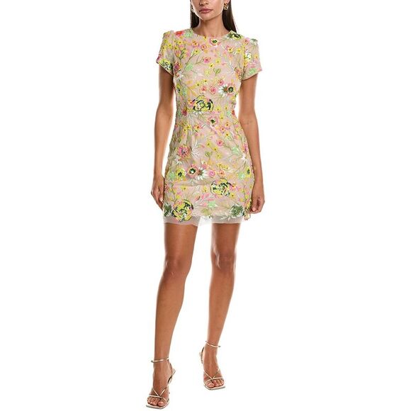 Milly | Dresses | Milly Womens Kyla Botanical Petals Sequin Mini Dress ...